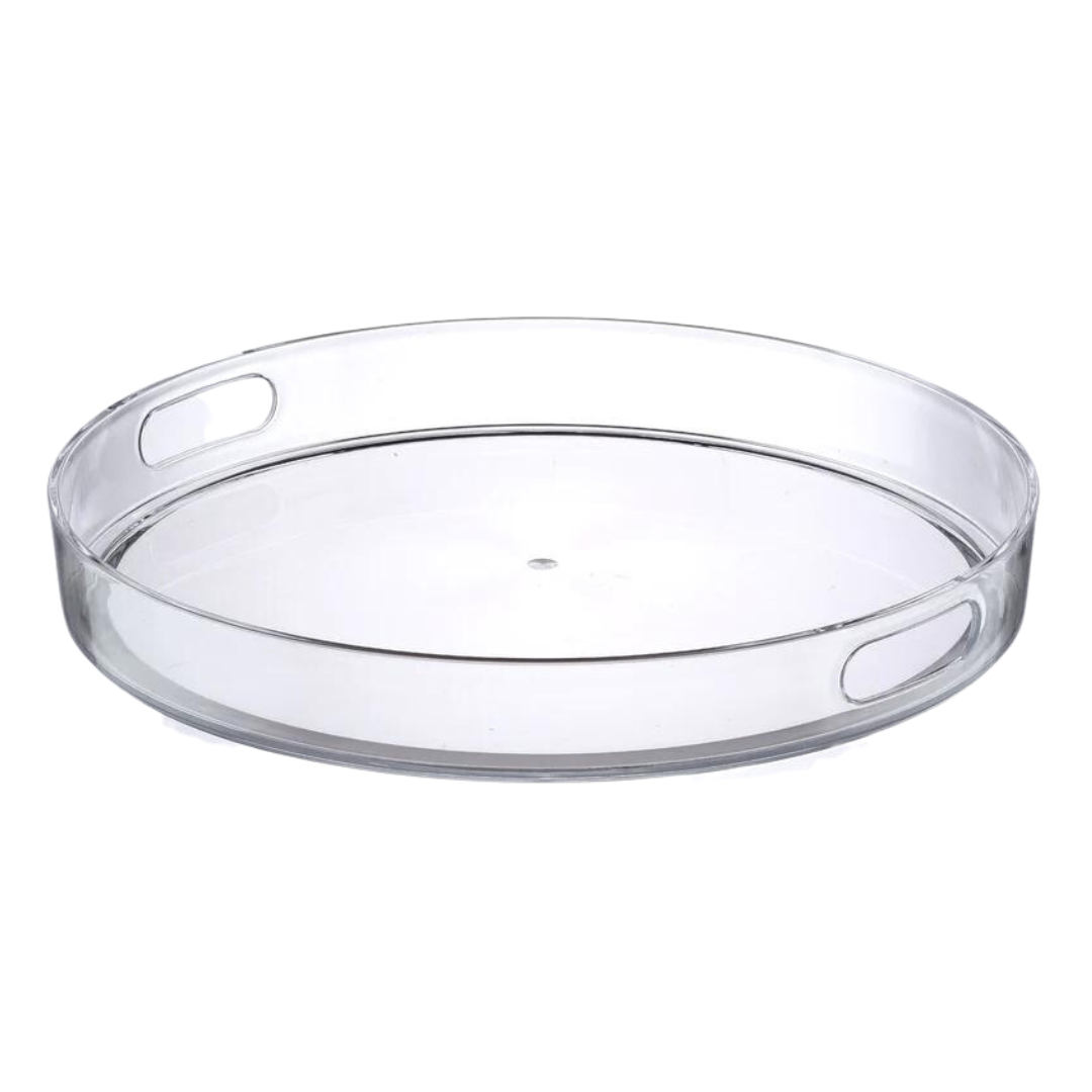 Acrylic 15" Round Tray With Handles – Clear Home Decor