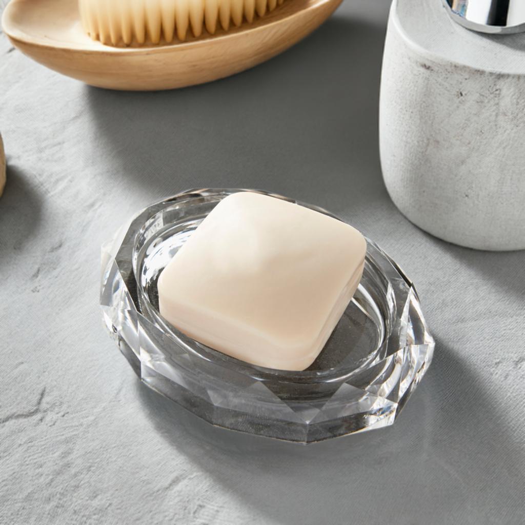 Acrylic Diamond-Cut Soap Dish – Clear Home Decor