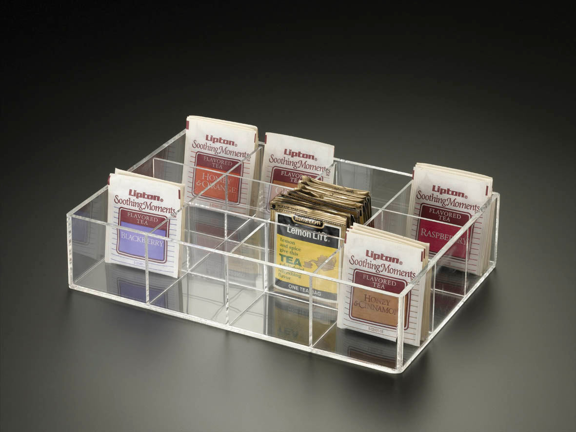 Acrylic In-Drawer 12-Compartment Tea Bag Tray – Clear Home Decor