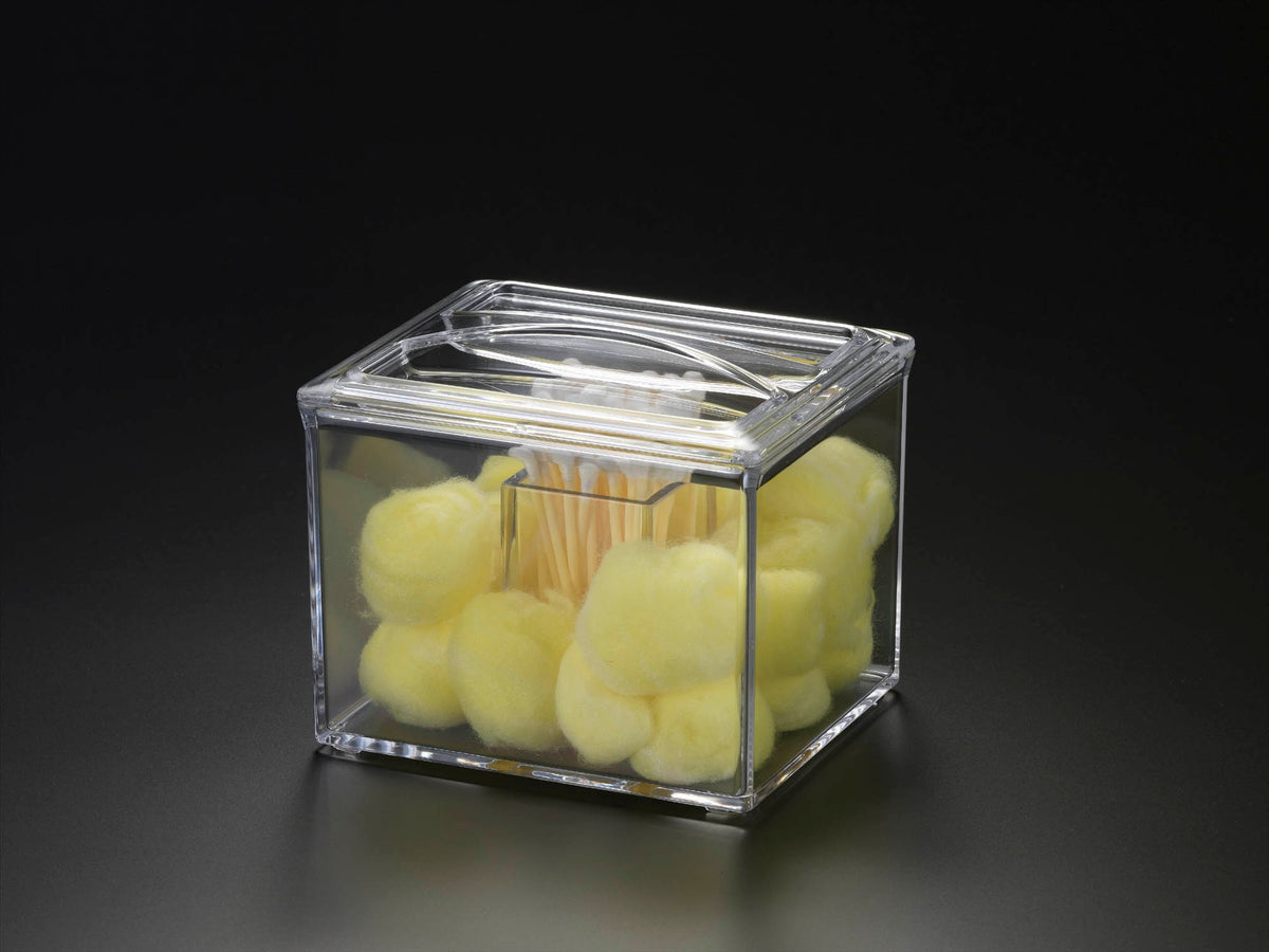 Acrylic 2-In-1 Square Cotton & Swab Box – Clear Home Decor