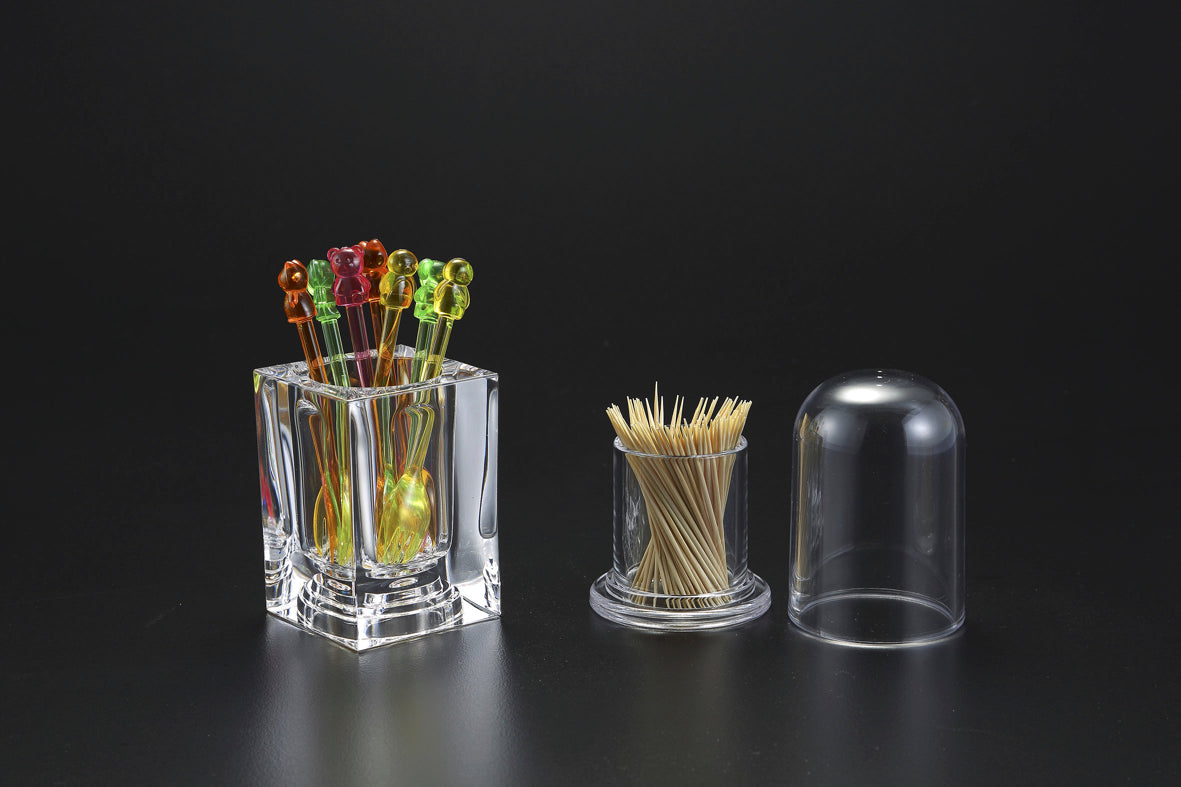 Acrylic Round Toothpick Holder W/ Cover – Clear Home Decor