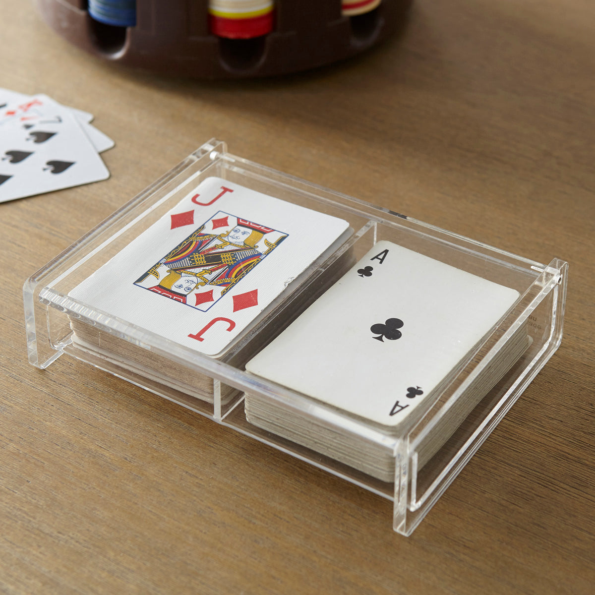 Acrylic Two Deck Playing Cards Box for Poker, Bridge – Clear Home Decor