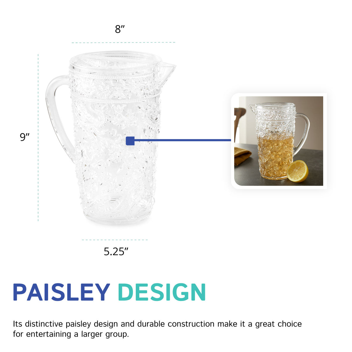 Acrylic Paisley Pitcher – Clear Home Decor