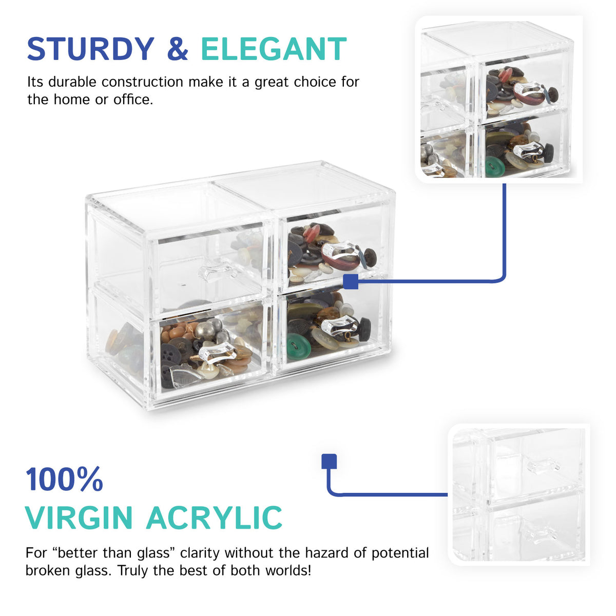 Acrylic Upright 4-Drawer Chest (Stackable) – Clear Home Decor